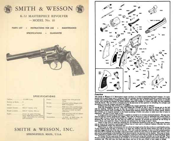 Smith & Wesson Model 16 - K-32 Masterpiece Revolver Manual - GB - Books ...